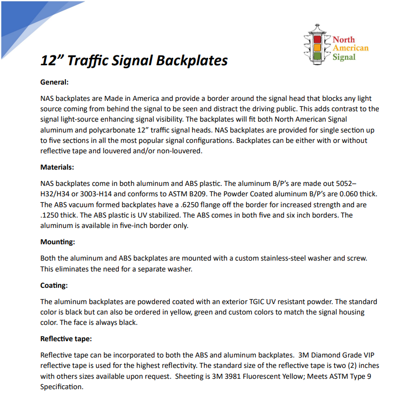 Backplates - North American Signal